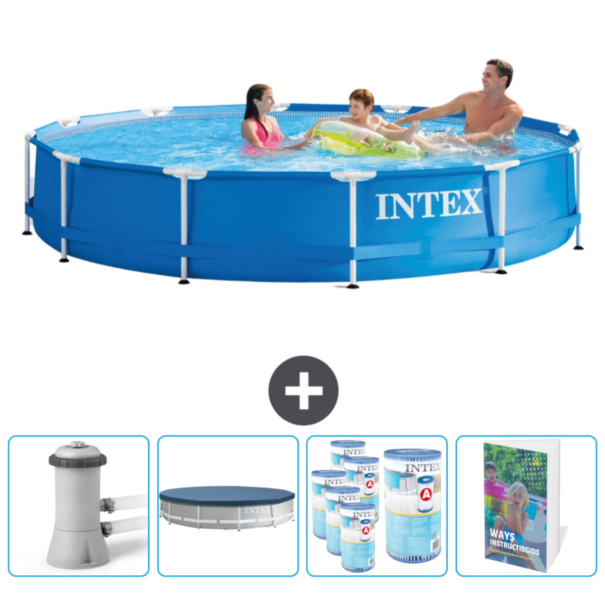 Piscine Intex Cadre Rond - 366 x 76 cm - Bleue - Incluse Accessoire ...
