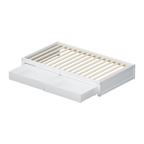 Lit pour enfants en bois massif 90 x 200 cm avec 2 tiroirs et sommier à ...