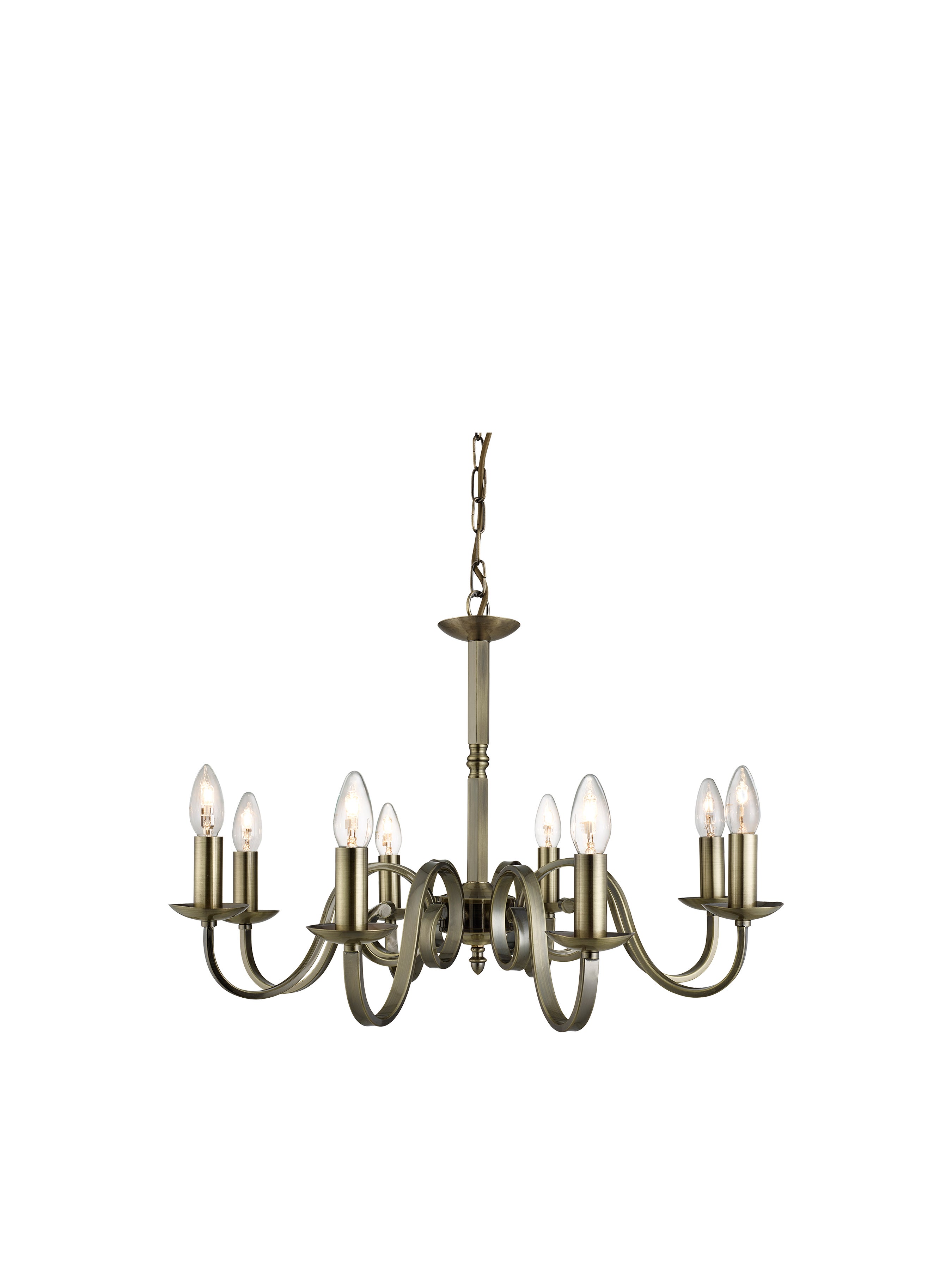 RICHMOND - 8LT Lustre plafond Laiton antique E14 8x60w max Diam 65cm ...