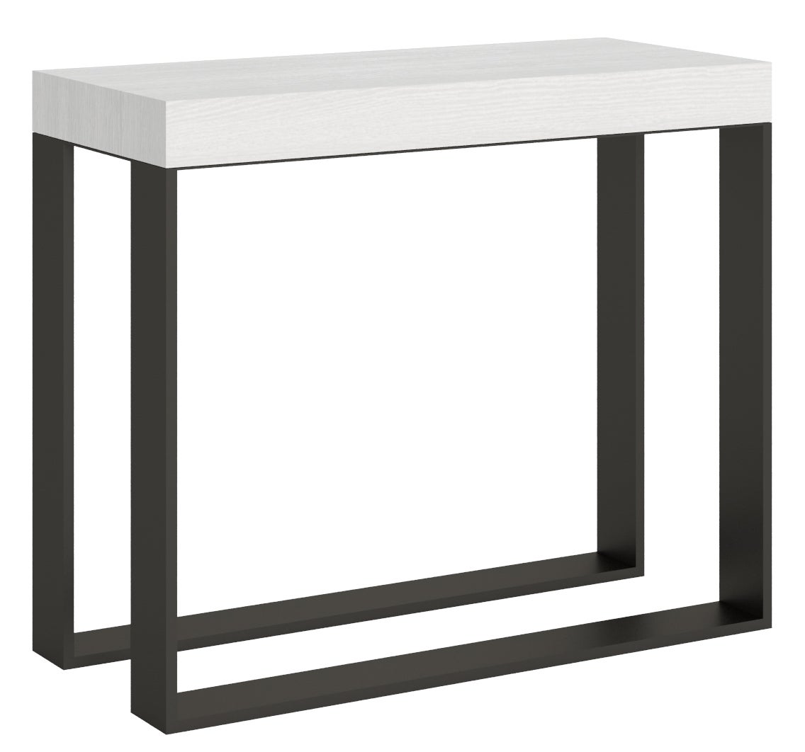 Console extensible bois et 2 pieds acier anthracite Elatra-Couleur ...