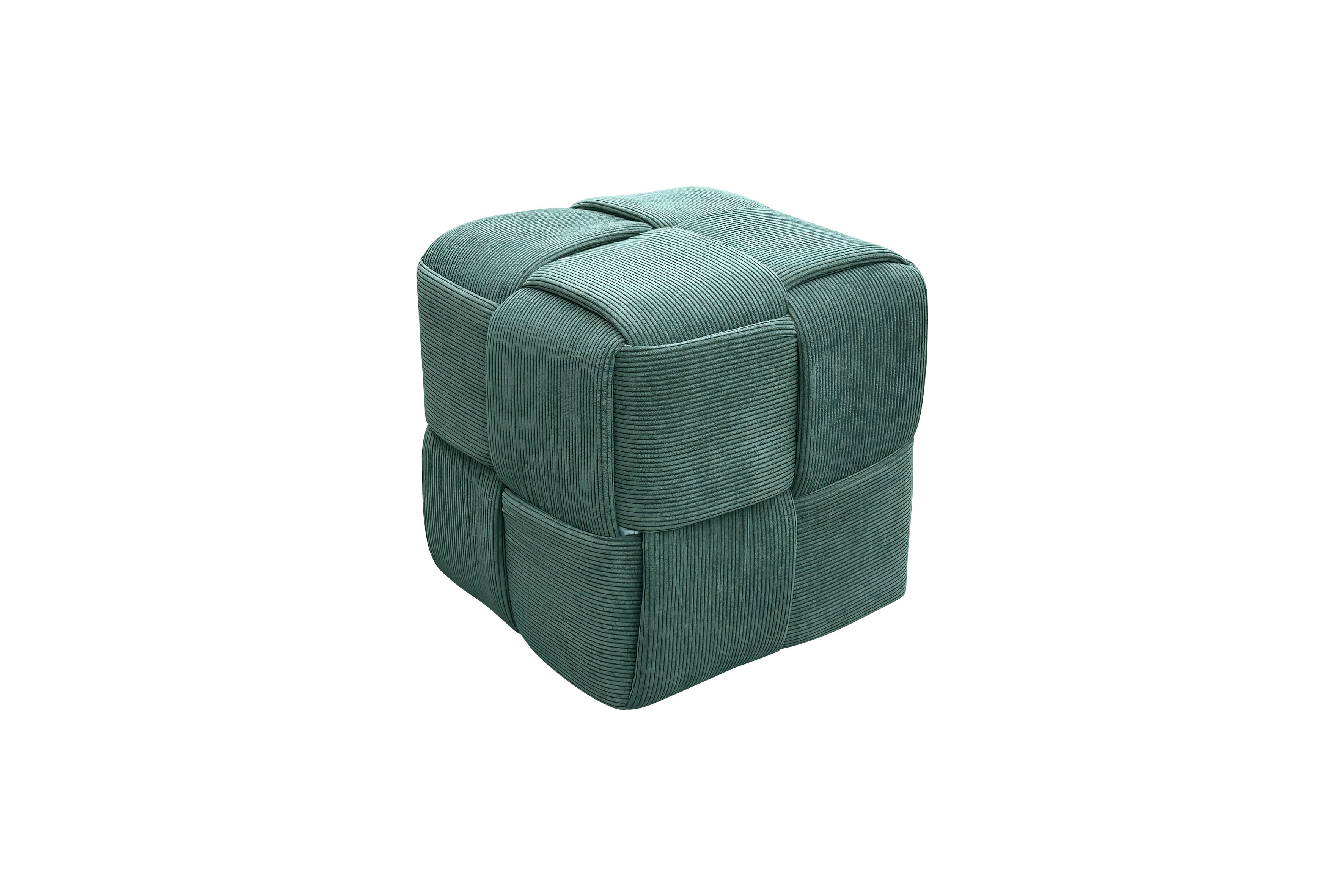 ByLIVING Pouf URBAN / Velours côtelé vert foncé / Coussins de sol ...
