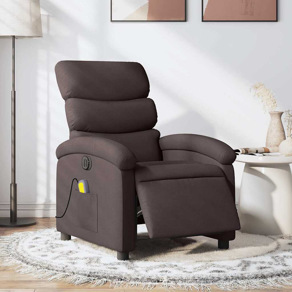 Maison Exclusive - Fauteuil de massage inclinable électrique Marron foncé Tissu | Leroy Merlin