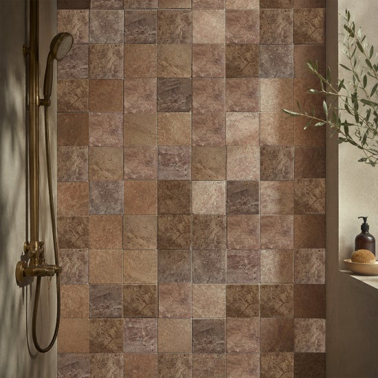 Carrelage sol/mur en travertin Rose - 10 x 10 x 1 cm - Vendu au m² - C ...
