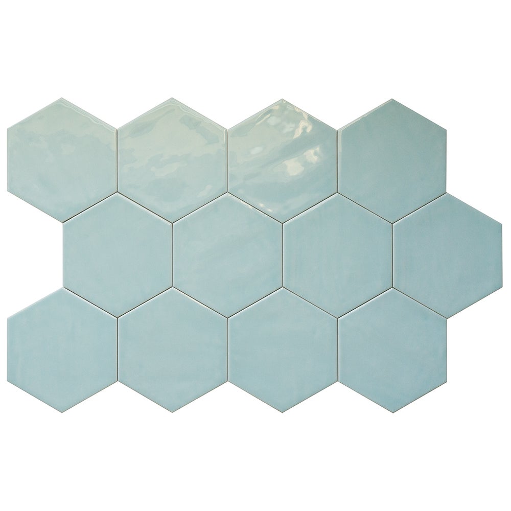 Azulejo porcelánico brillo hexagonal Premium para suelo y pared. Efecto ...