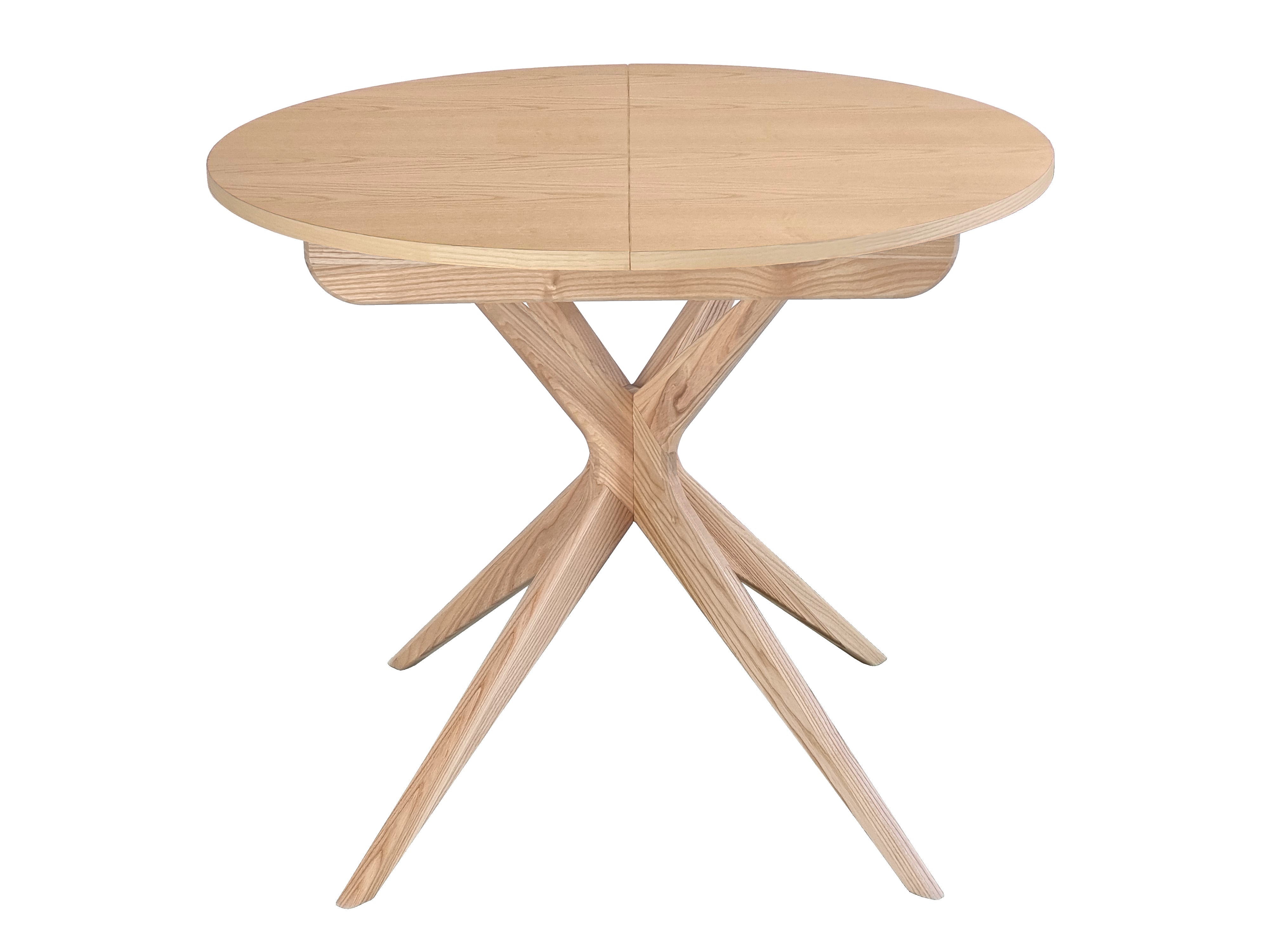 Petit table à manger ronde extensible Jubi, diamètre 90, plaqué frêne ...