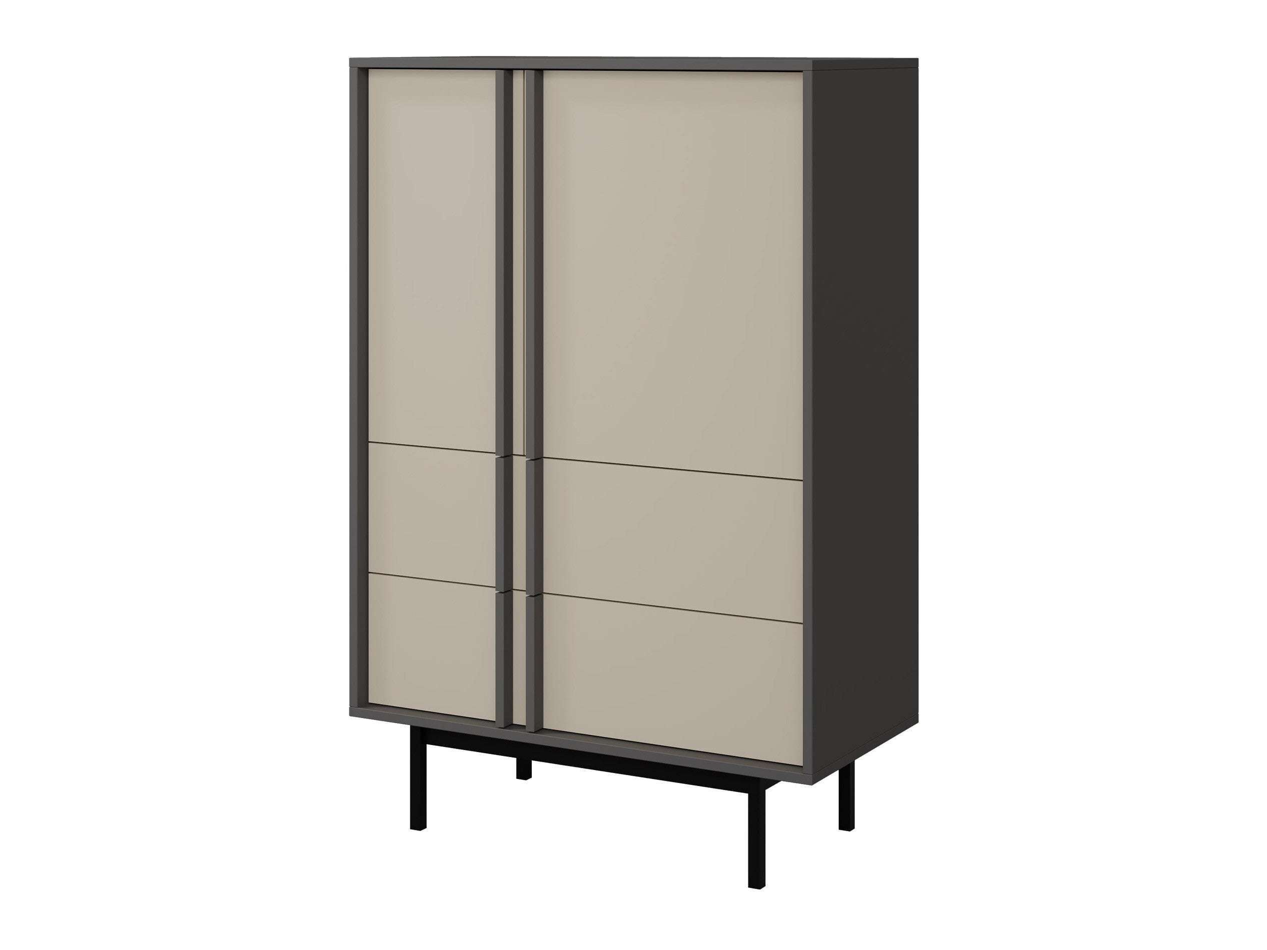 Commode Levali 104, Beige, Anthracite, Tiroirs et portes, 127x83x43cm ...