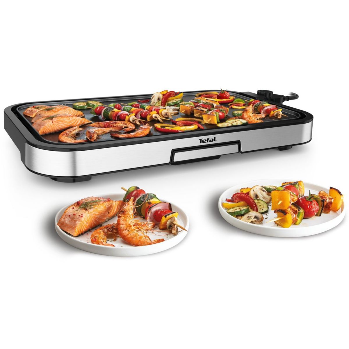 Plancha électrique TEFAL GIANT XL CB631D10 gris à poser, 55x30.4 cm ...