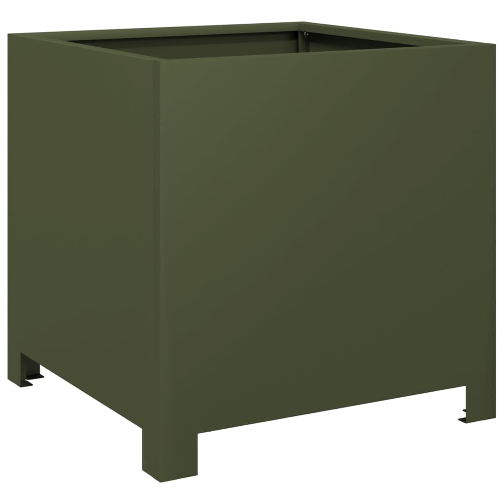 Jardinière | Pot de Fleurs vert olive 40x40x40 cm acier CFW72750 ...