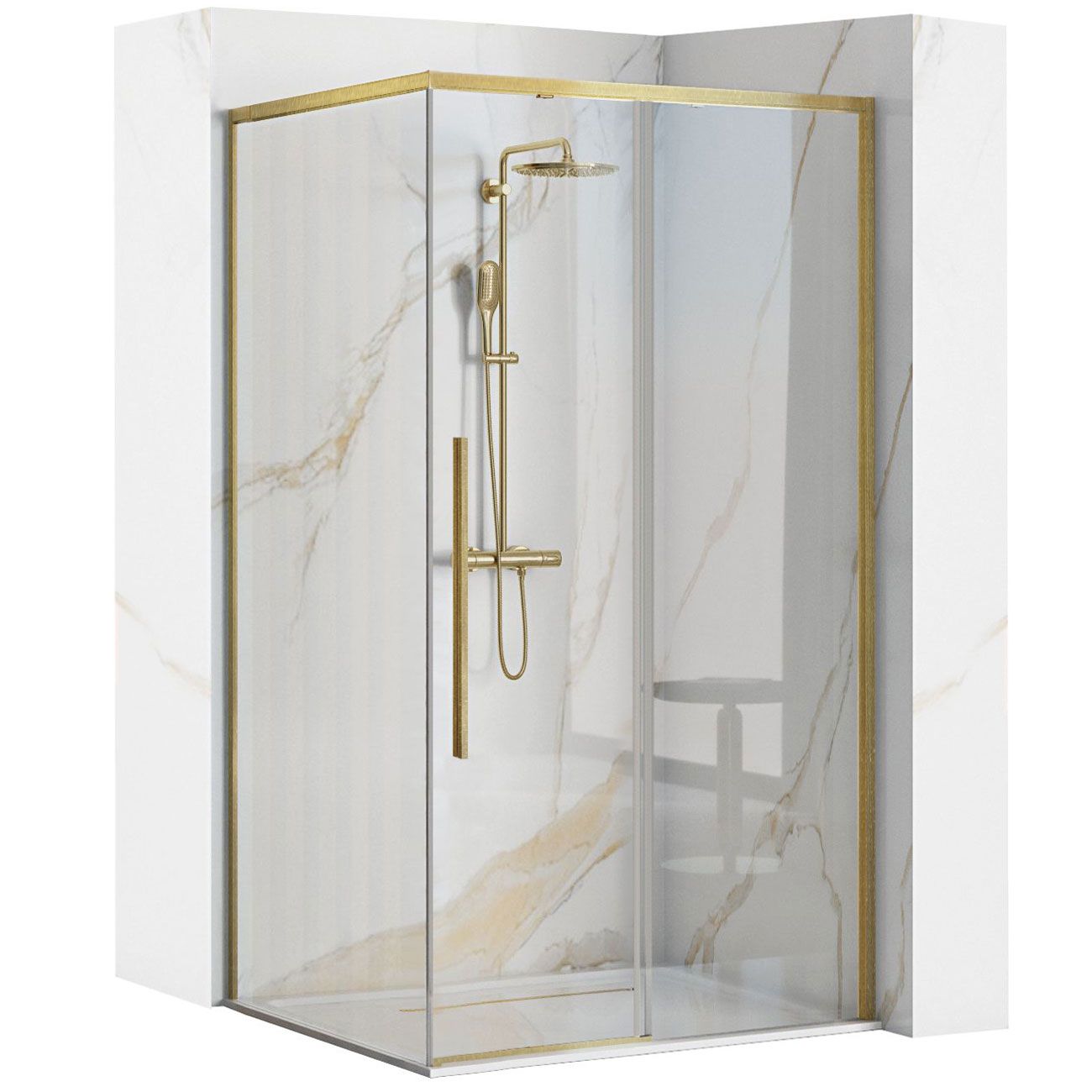 CABINE DE DOUCHE REA SOLAR 90X90 BRUSH GOLD | Leroy Merlin