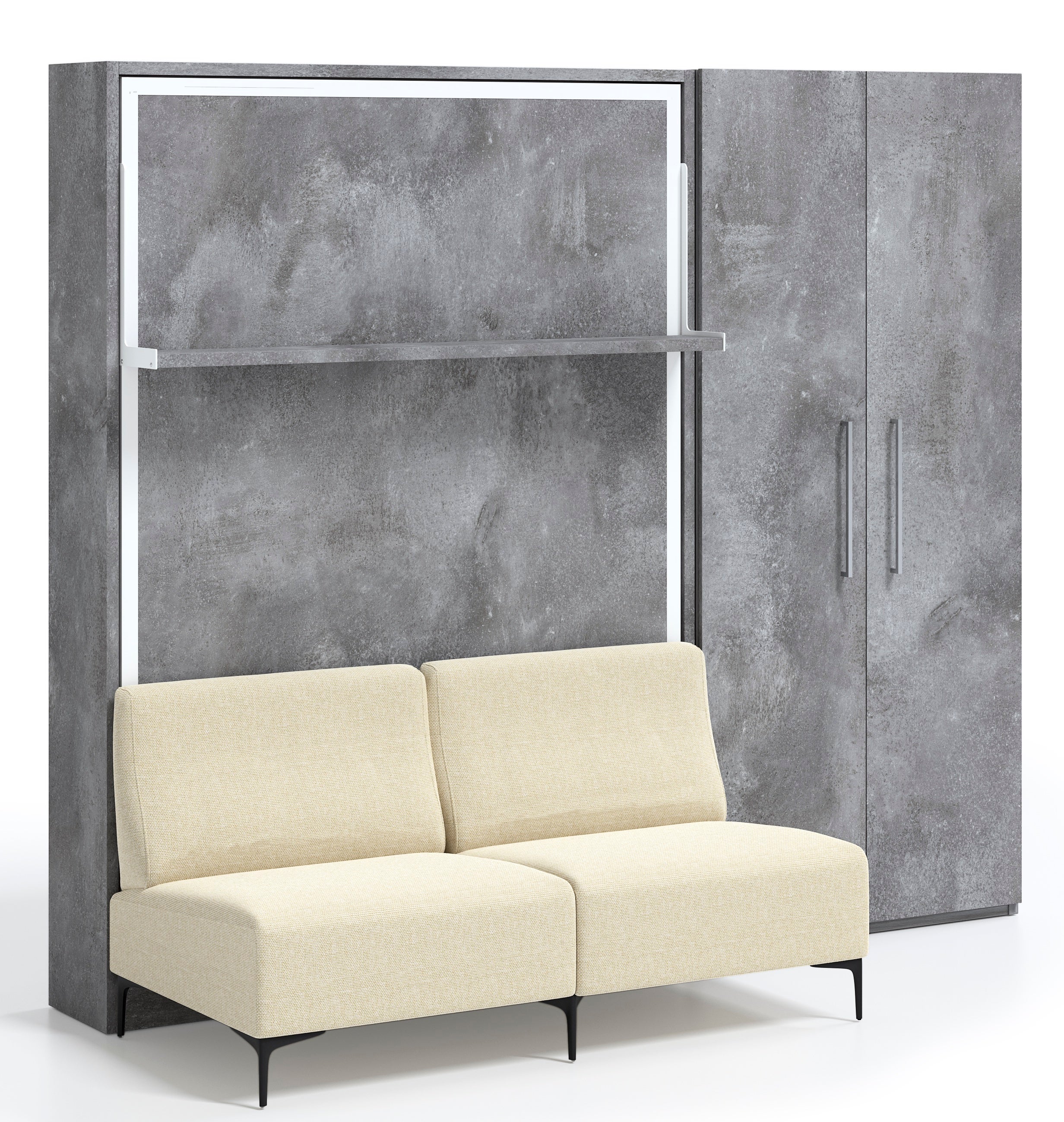 Lit escamotable verticale avec canapé et armoire Marko 80x190-Canapé ...