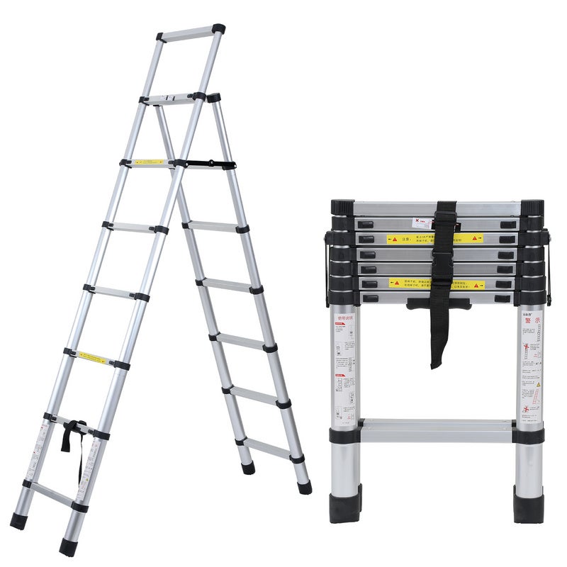 Scala telescopica fino a 150 kg Scala a gradini stabile in alluminio 2 ...