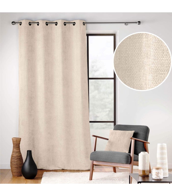 Rideau à Œillets 140 x 260 cm Velours Chenille – Léo Naturel ...