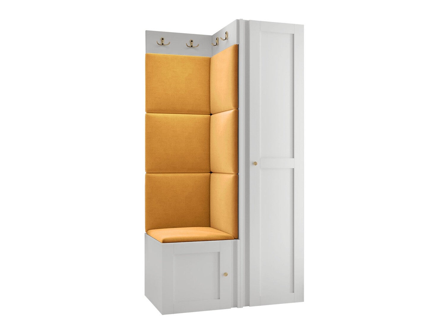 Conjunto de recibidor Hartford 381, 186x82x46cm, Amarillo, Blanco ... Conjunto de recibidor Hartford 381, 186x82x46cm, Amarillo, Blanco ...