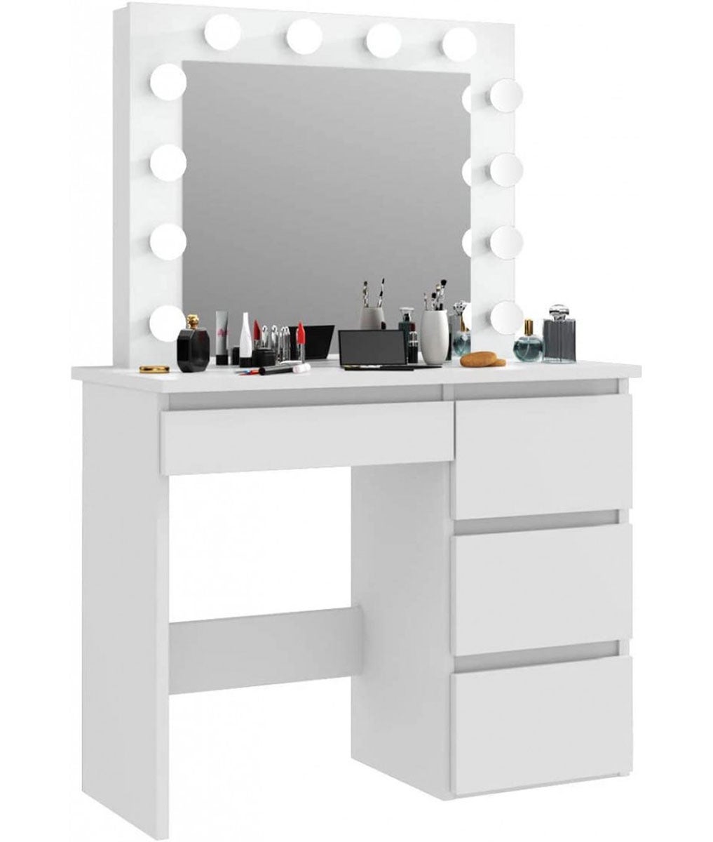 Coiffeuse table de maquillage avec 4 tiroirs et miroir avec eclairage ...