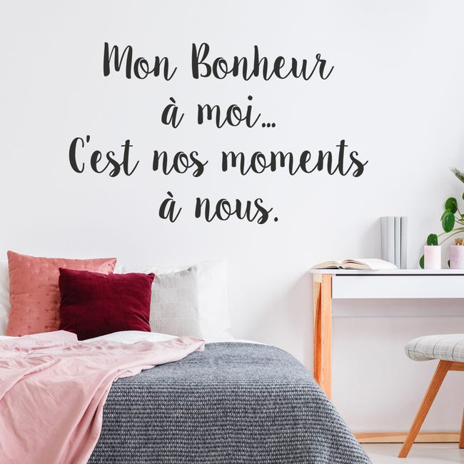 Sticker Mural - Citation Mon Bonheur à moi... - Noir - 357x588 cm ... Sticker Mural - Citation Mon Bonheur à moi... - Noir - 357x588 cm ...