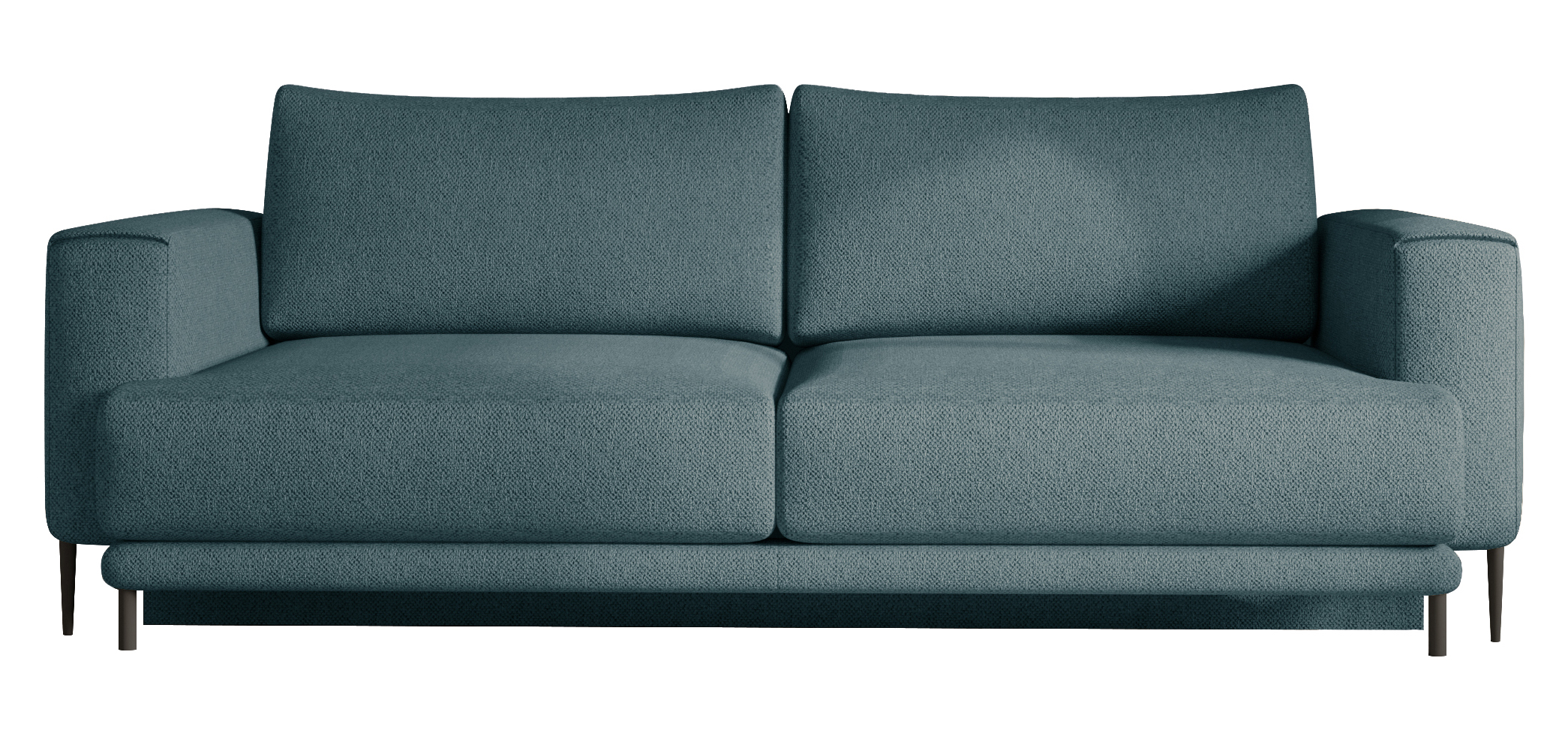 Canapé convertible design 4 places tissu bleu horizon et pieds métal ...