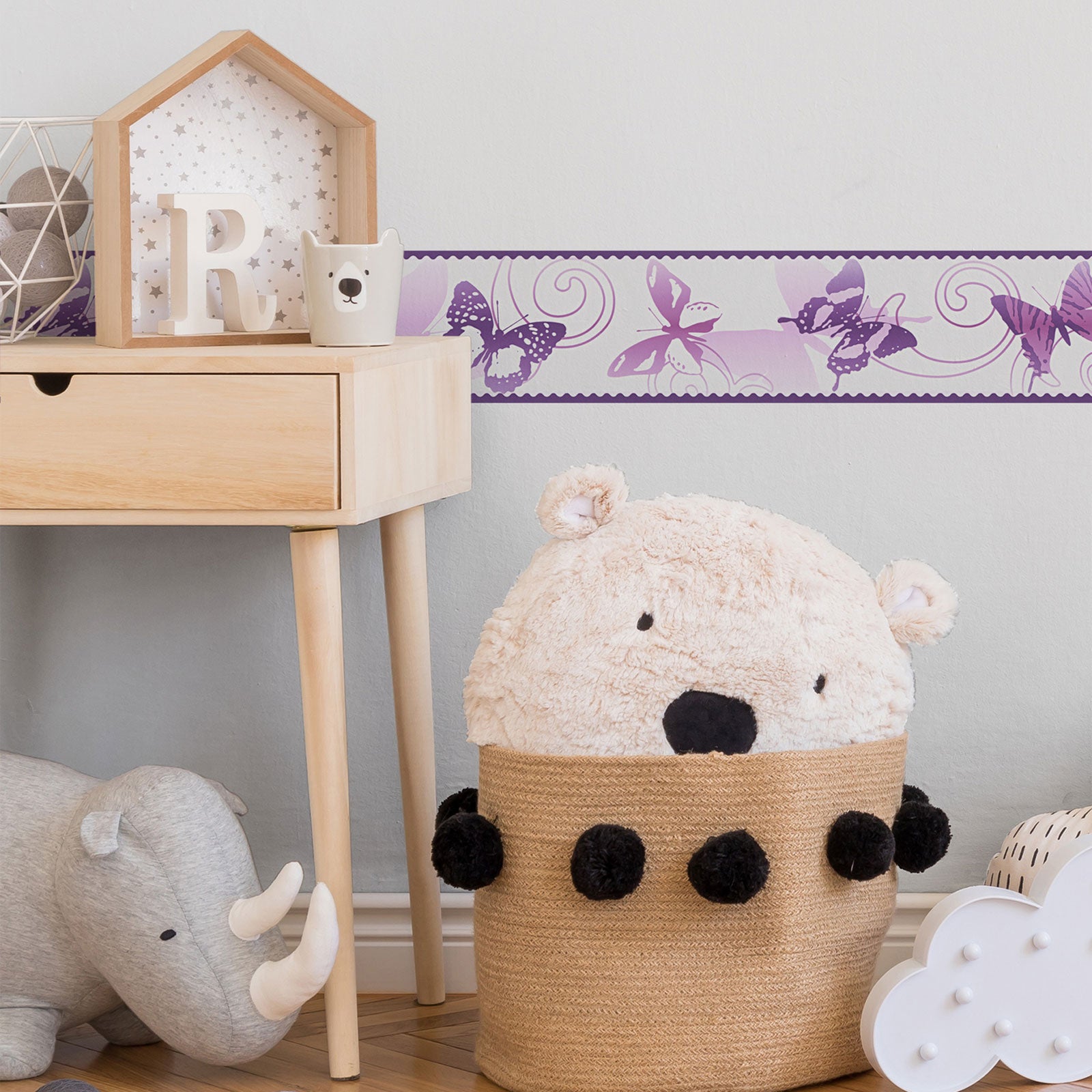 Frise papier peint motif papillon Frise tapisserie chambre enfant rose ...