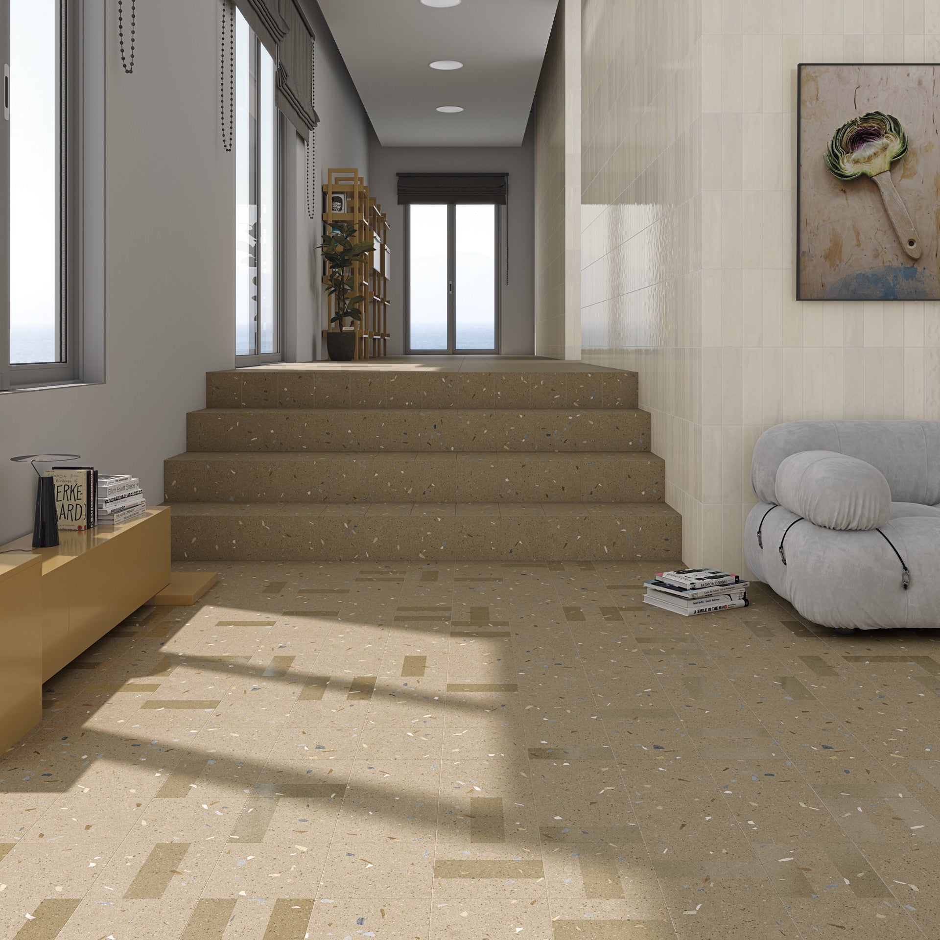 Carrelage sol / mur effet terrazzo 60x60 cm Croccante-R Nuez | Leroy Merlin