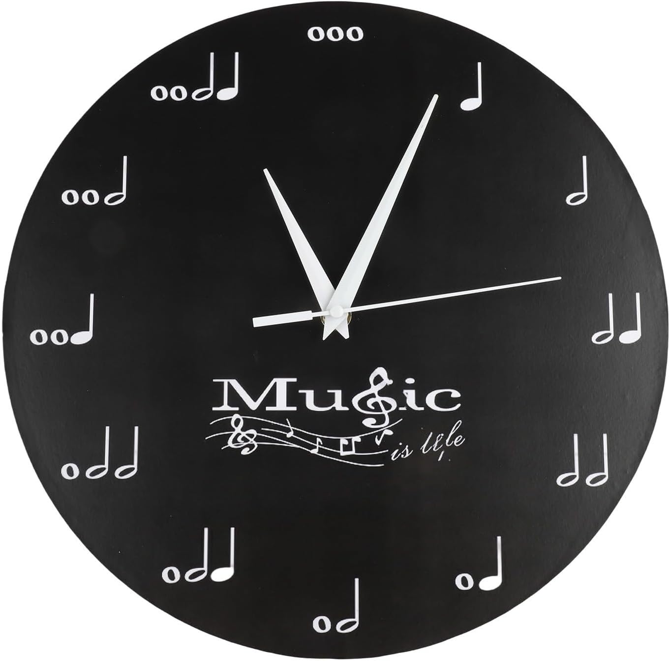 Reloj de pared con notas musicales de acrílico negro de 30 x 30 cm para ...