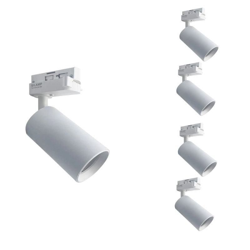 Spot LED sur rail 80° Monophasé BLANC pour ampoule GU10 (Pack de 5 ...