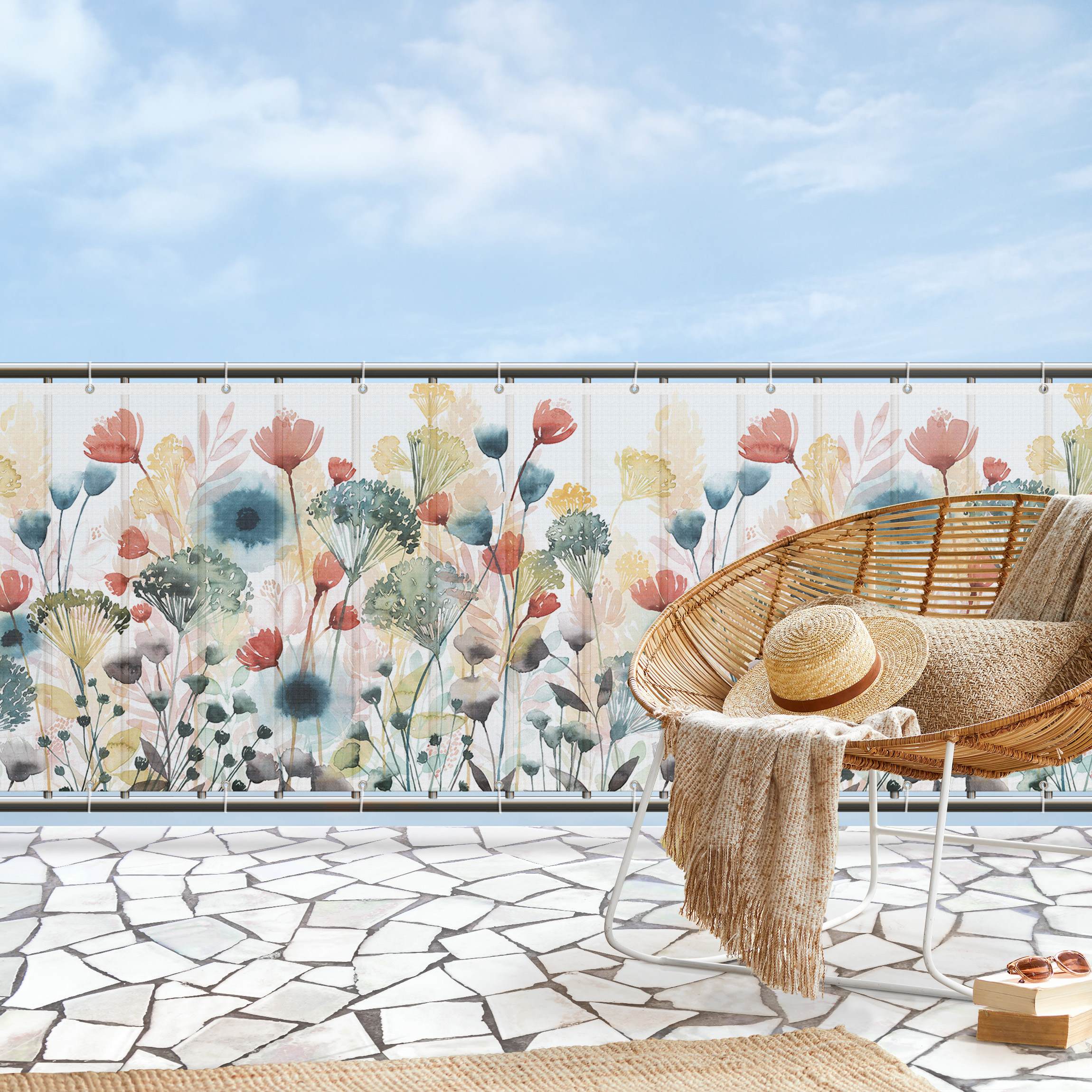 Brise-vue pour balcon - Fleurs sauvages en été III 600 x 90 cm | Leroy Merlin