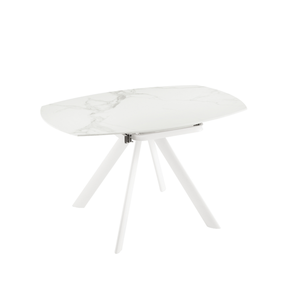 Table extensible effet marbre blanc avec plateau pivotant 135x87 cm 78h ...