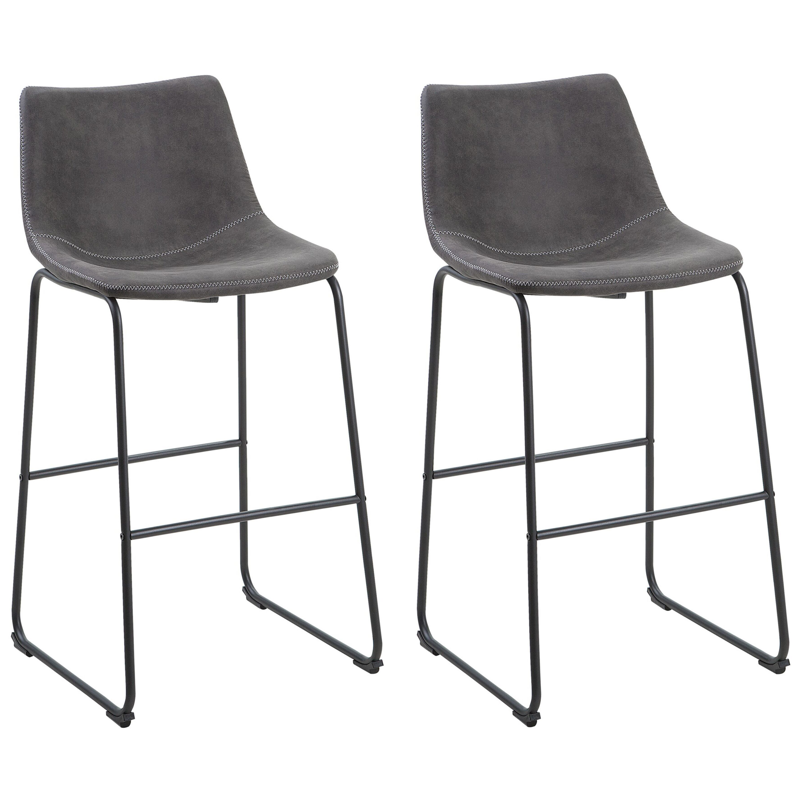 Beliani Tabouret de bar Set de 2 Tissu Gris FRANKS | Leroy Merlin