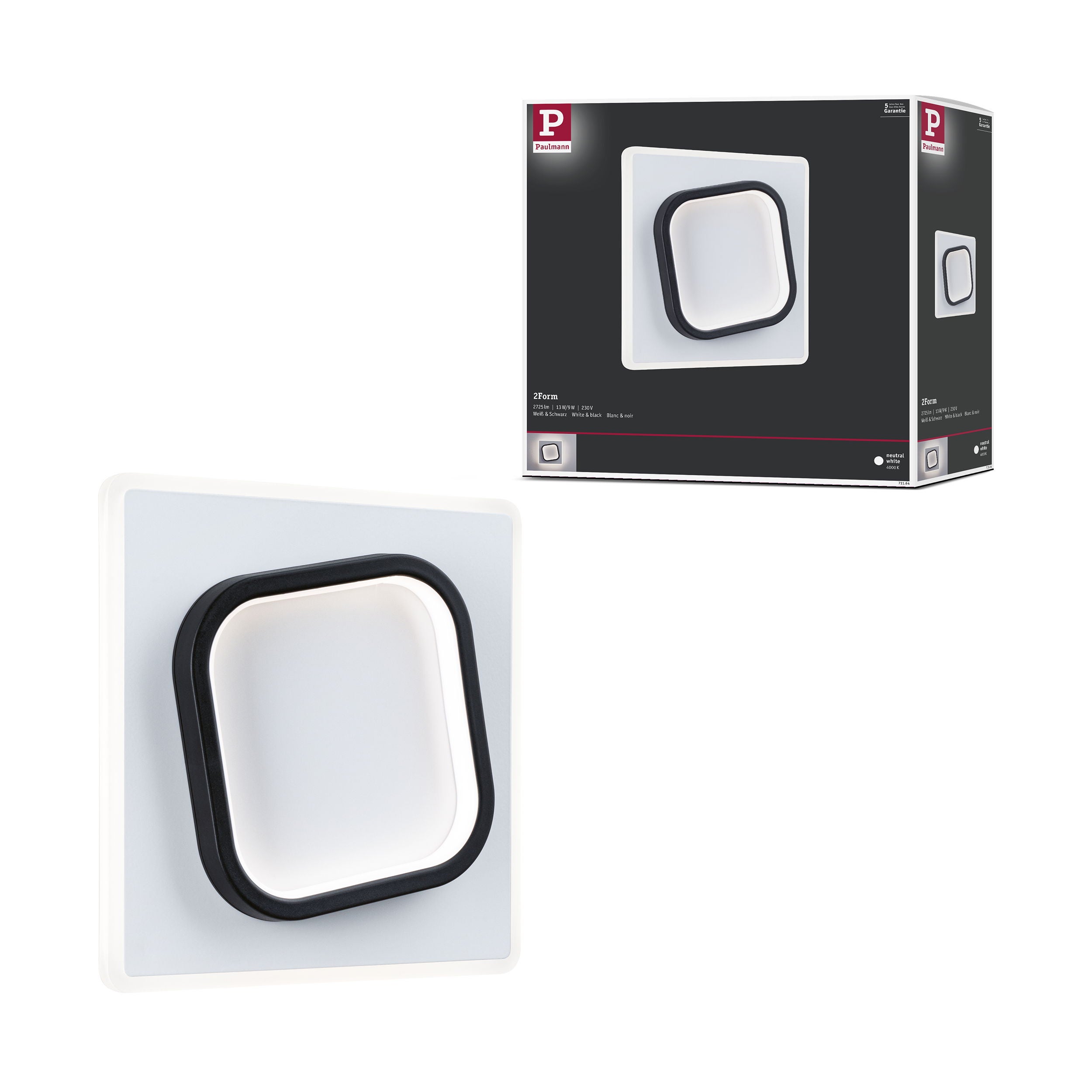 Applique LED 2Form 4000K 1640lm / 0lm 230V 13W / 9W Blanc#Noir | Leroy ...