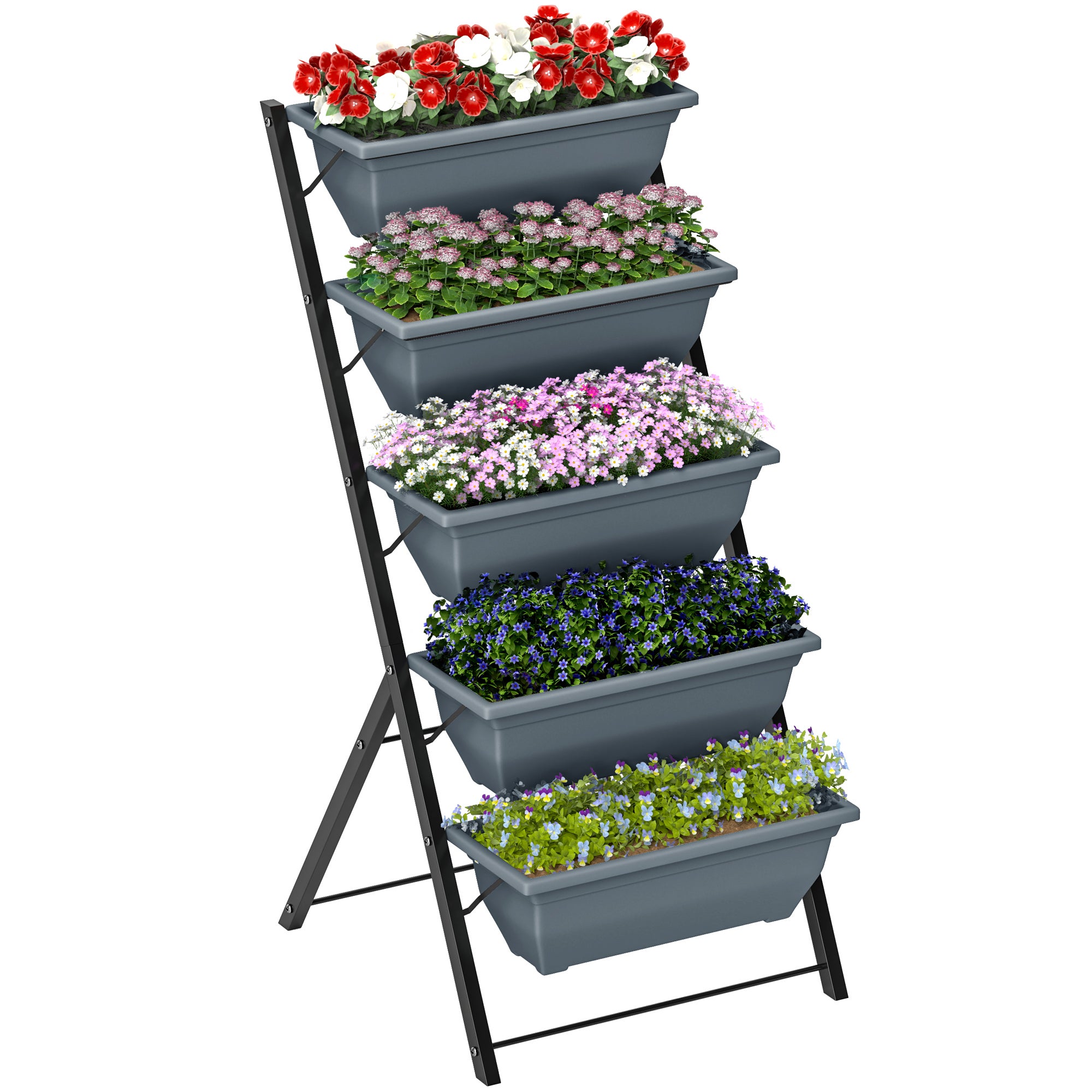 Huerto elevado con niveles, jardinera vertical con 5 cajas de flores ...