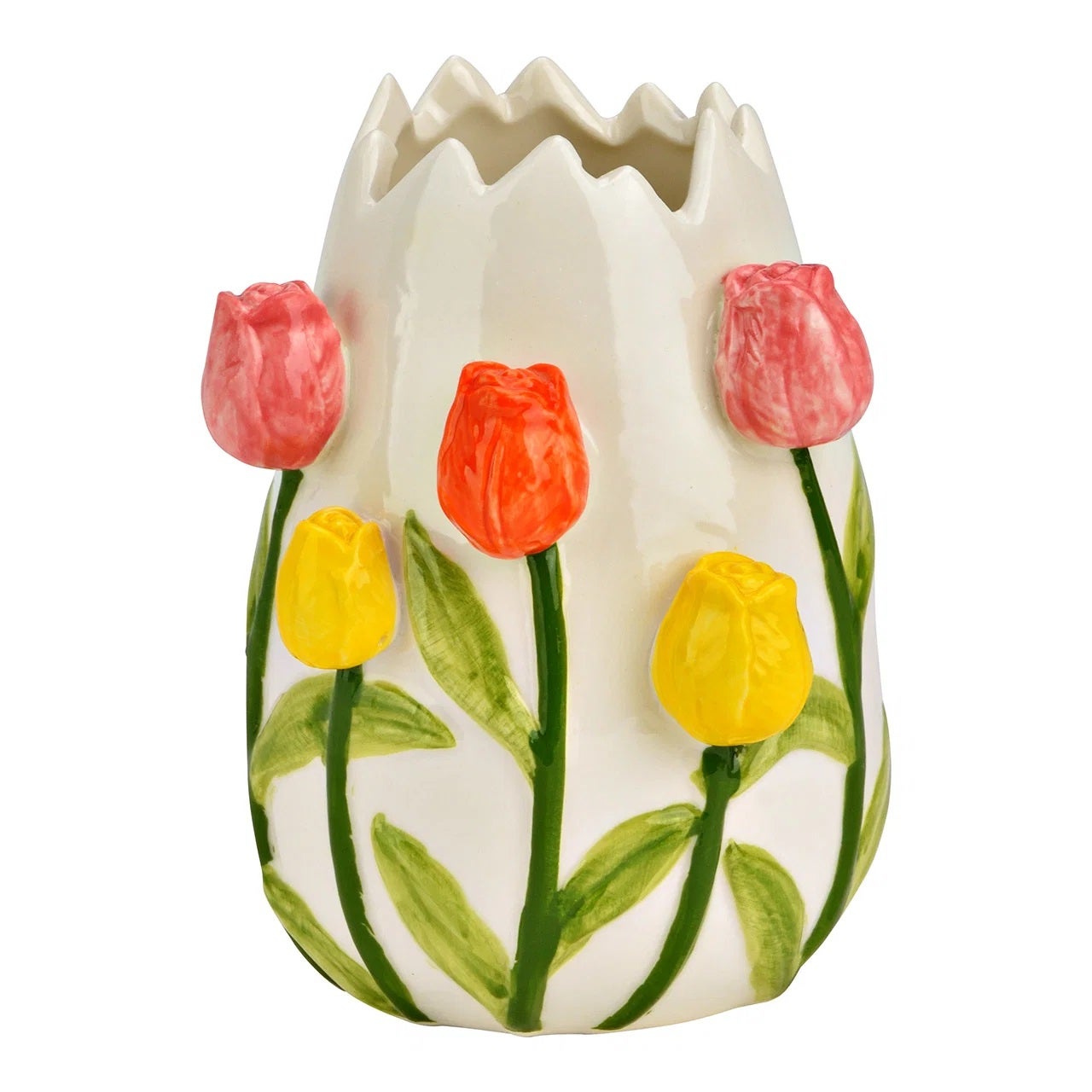 Vase en Porcelaine coloré Décor Tulipes 10 x 13 cm | Leroy Merlin