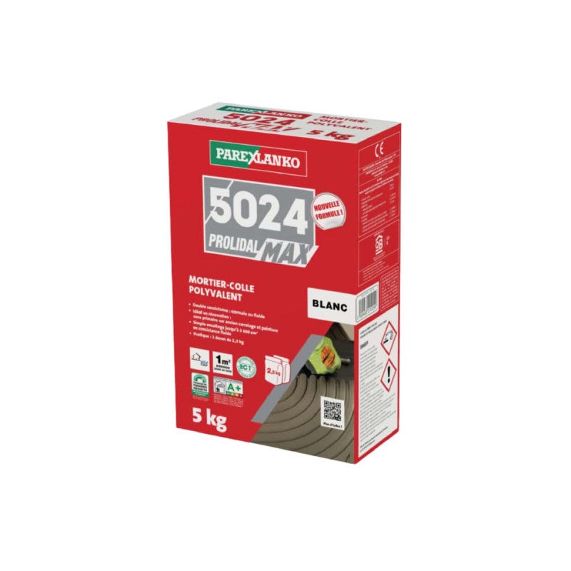 Colle carrelage améliorée PAREXLANKO 5024 Prolidal Max - Blanc - 5 kg - L5024BL05 | Leroy Merlin