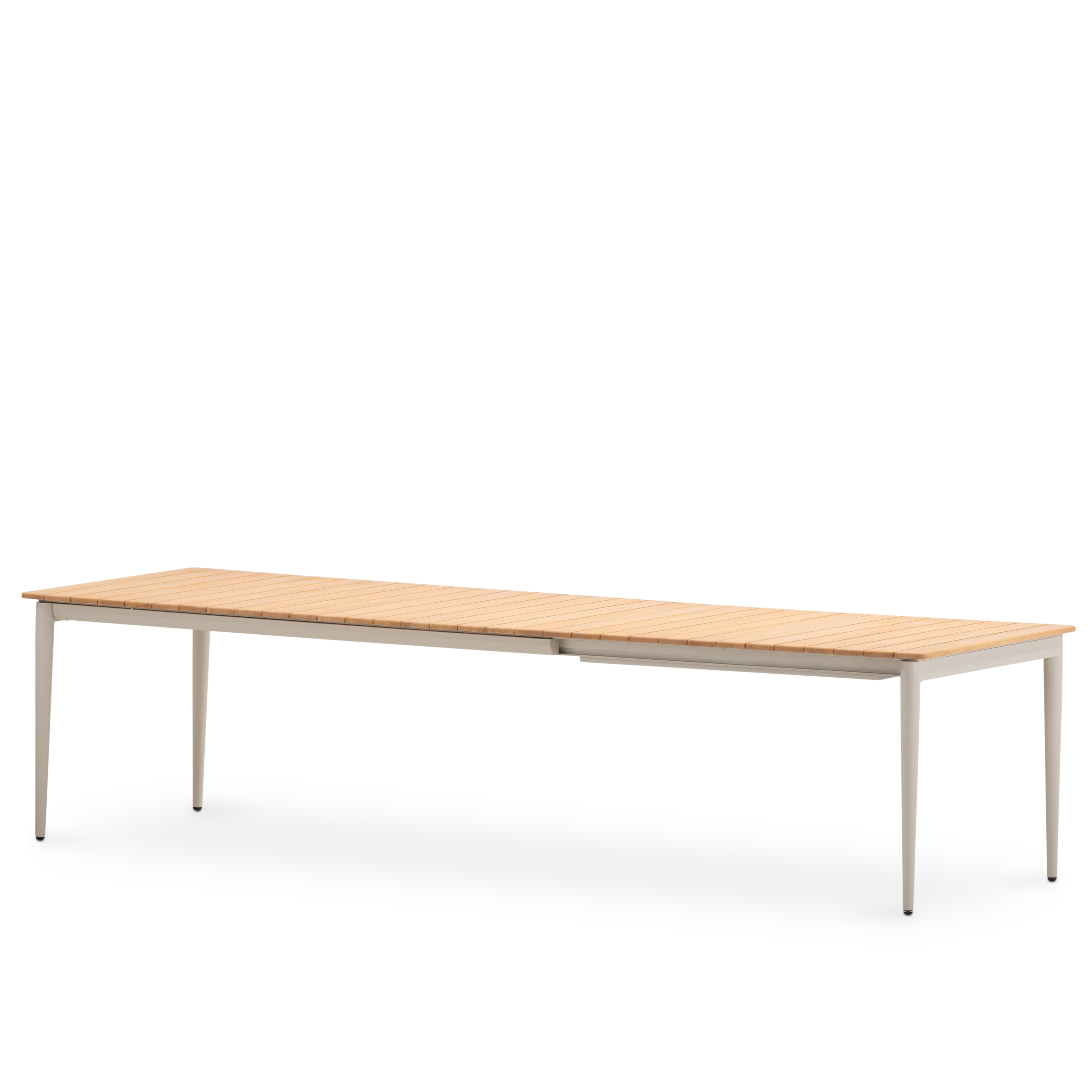 Table à manger à rallonge 200/230/320x100 aluminium beige et teck ...