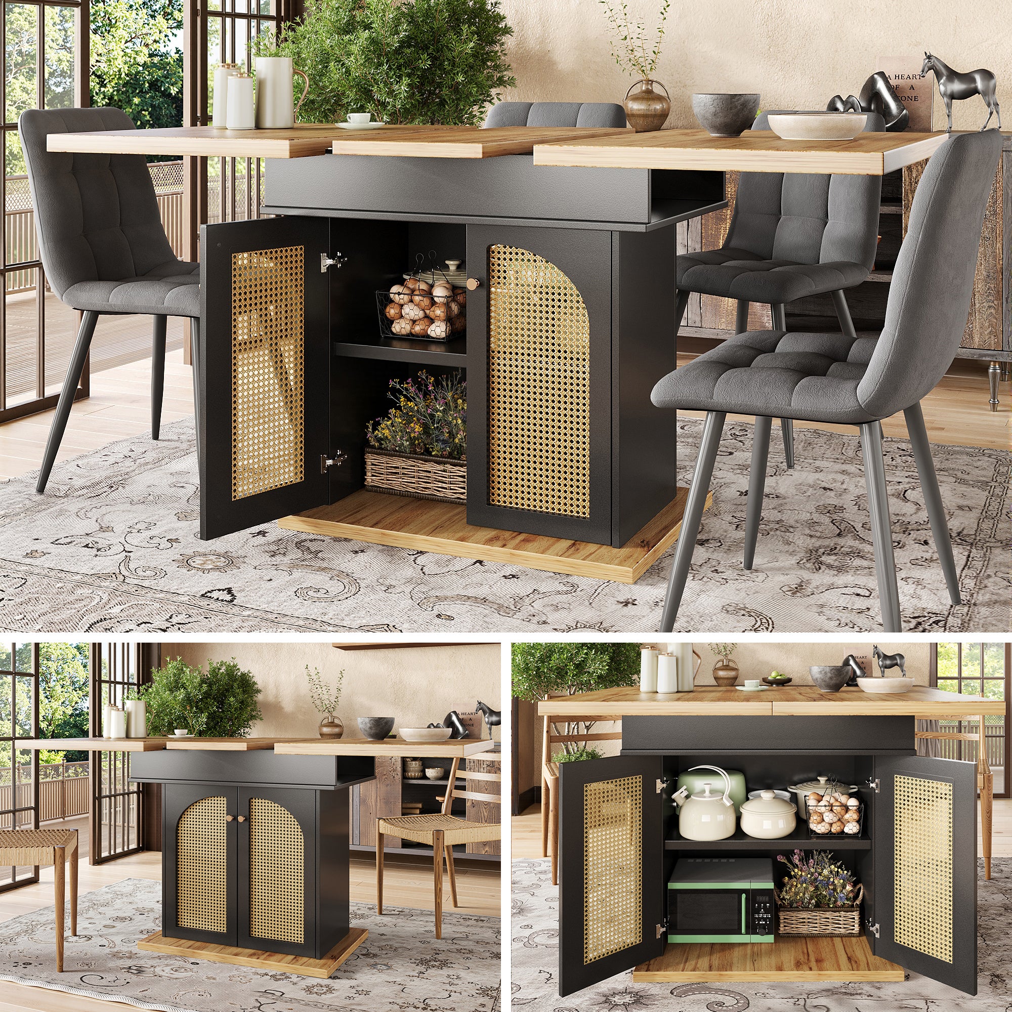 Table à manger télescopique (110-140×80cm), table de cuisine pliable ...