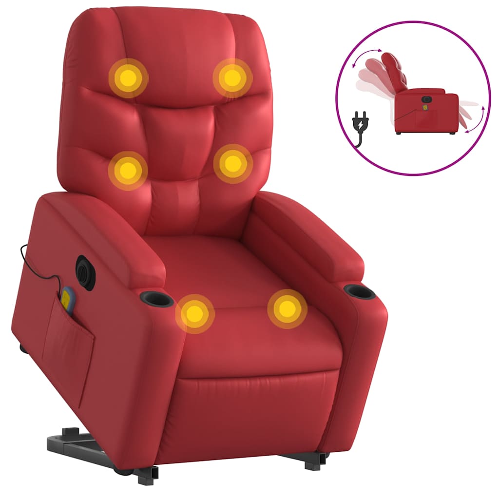 Sillón de majaje elevable eléctrico cuero artificial rojo – ComfortXL ...