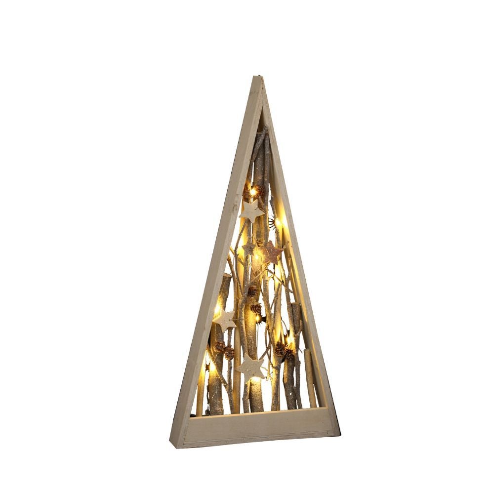 Triangle en bois décoration lumineuse avec leds blanc chaud piles - H55 ...