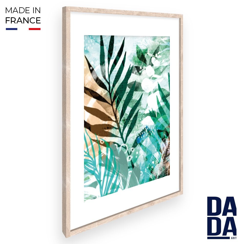 Image encadrée avec cadre CHÊNE / 50x70cm / Feuillage tropical / Créé ...