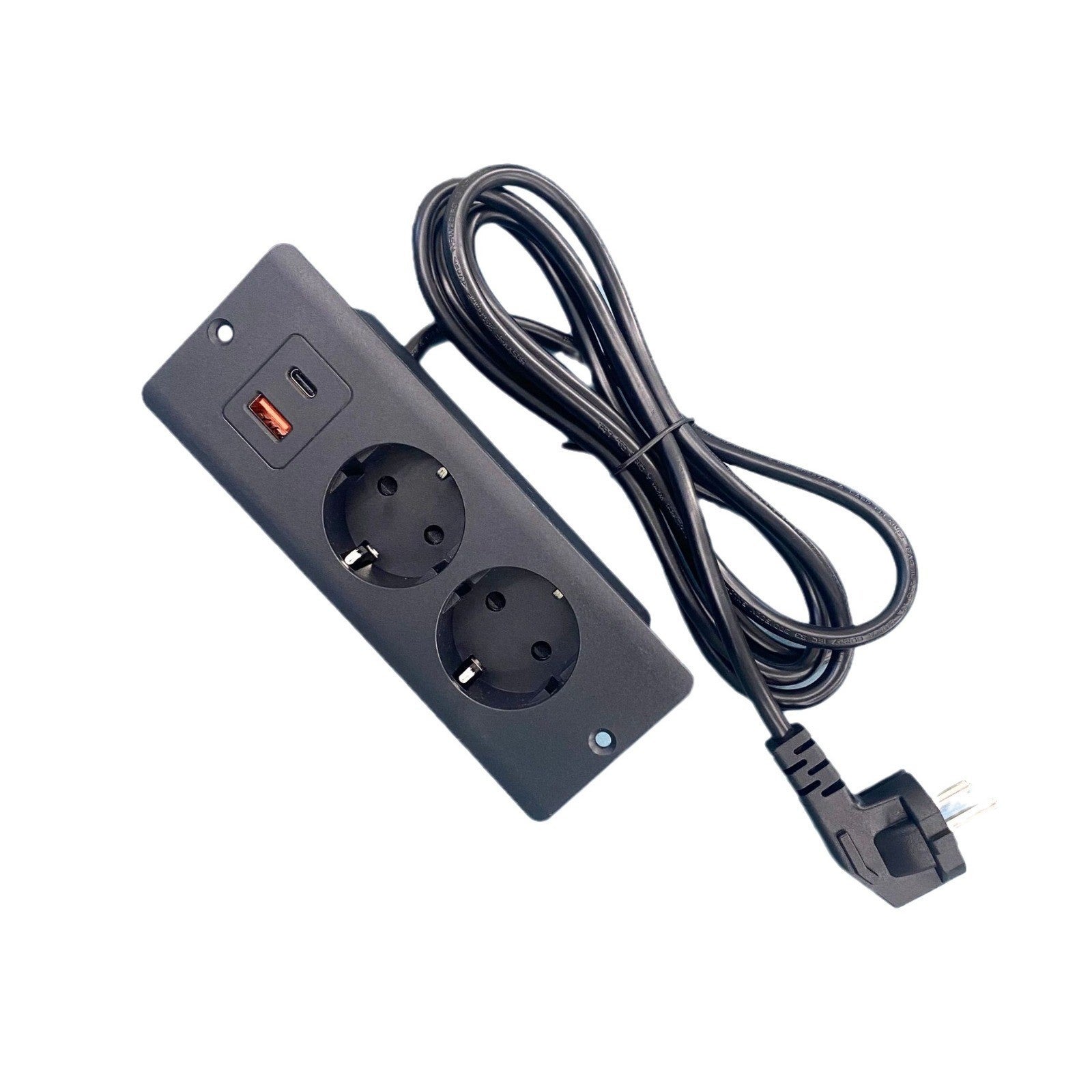 Multiprise encastrée double USB, deux prises rondes, noire et blanche ...