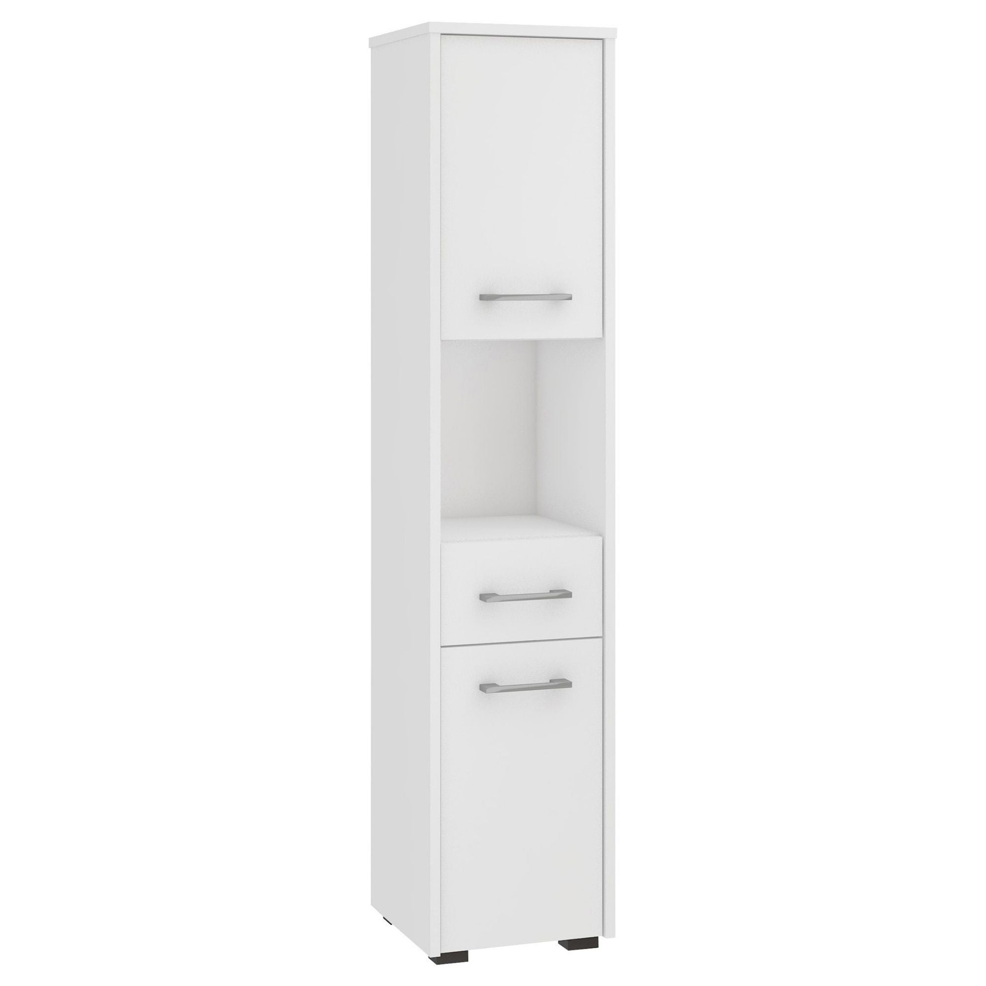 Armoire rico colonne salle de bain 2 portes 1 tiroir façade métallique ...