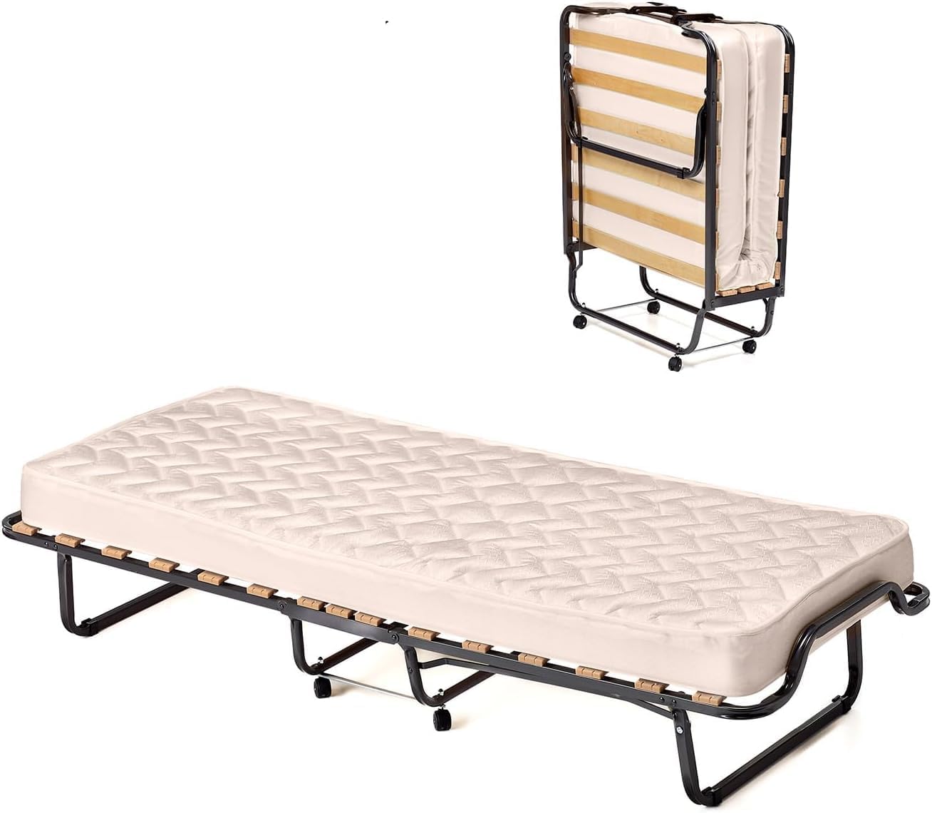 Lit Pliant Adulte 1 Personne avec Matelas en Mémoire 10 cm Orthopédique ...