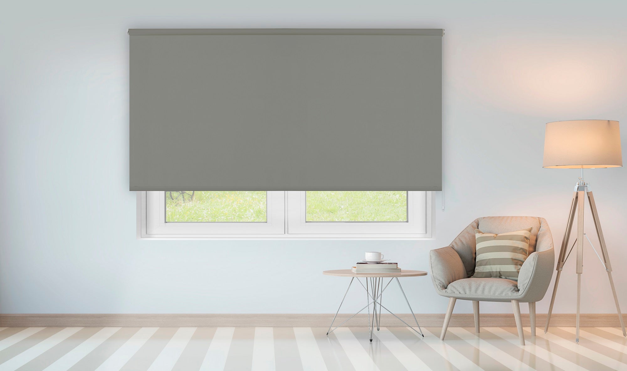 Estor Enrollable Viewtex Traslúcido Chela Gris 200x250cm | Leroy Merlin