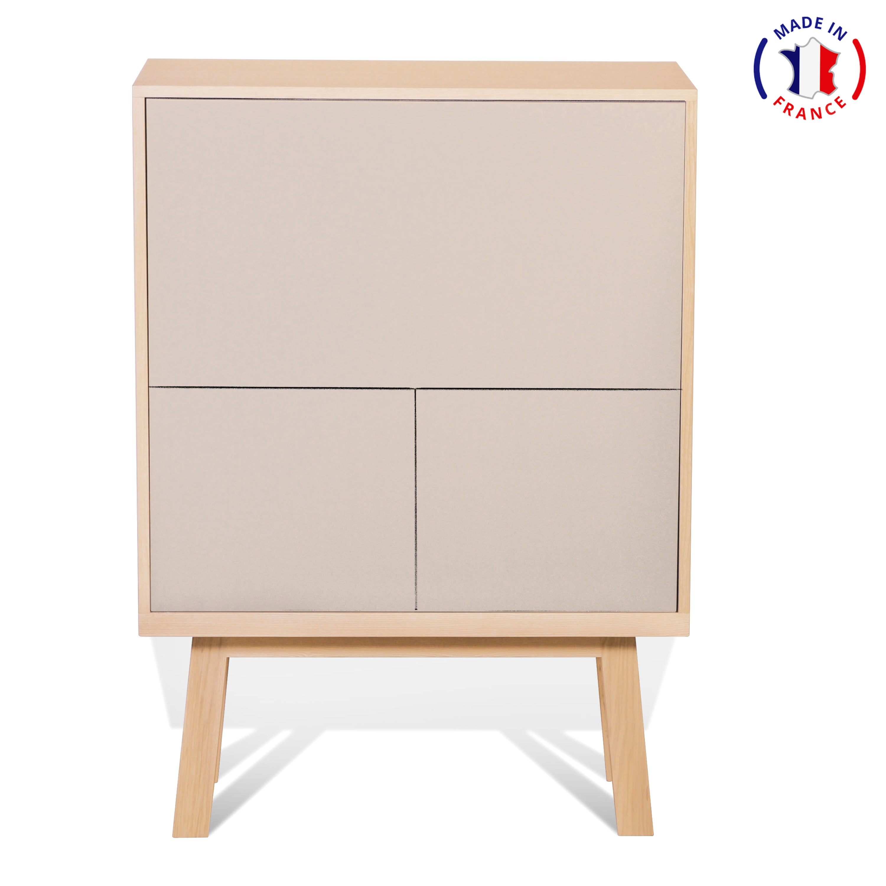 Bureau secrétaire avec rangement de 90 cm de large, en frêne - MON ...