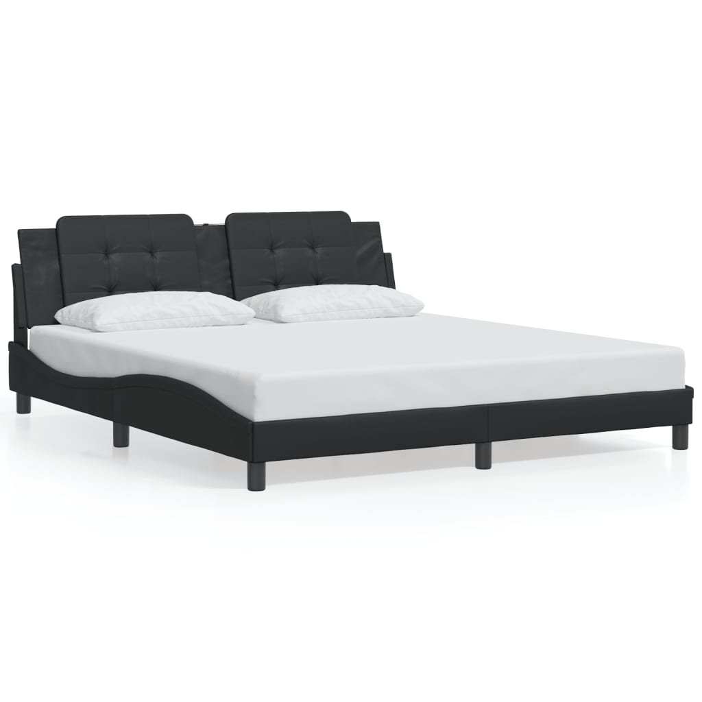 Lit double | Lit adulte | Cadre de lit avec lumières LED noir 180x200 ...