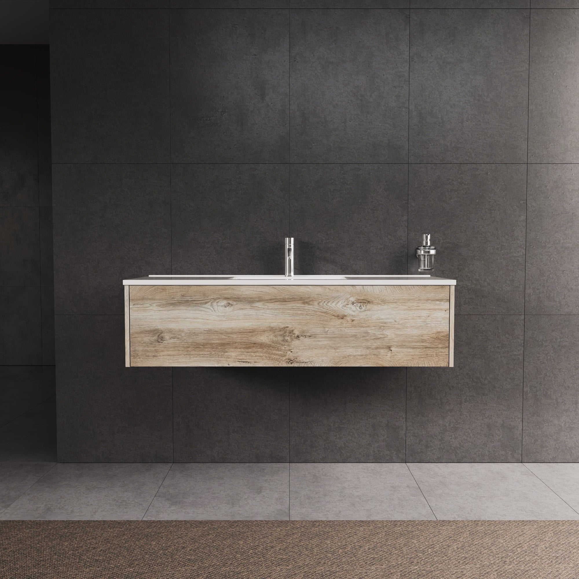 Inda - Mobile bagno 1 cassetto L.120 con lavabo lucido / Rovere ...