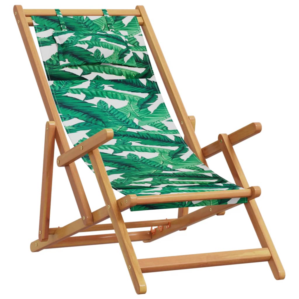 Chaise de plage pliante en bois d'eucalyptus massif et feuilles en ...