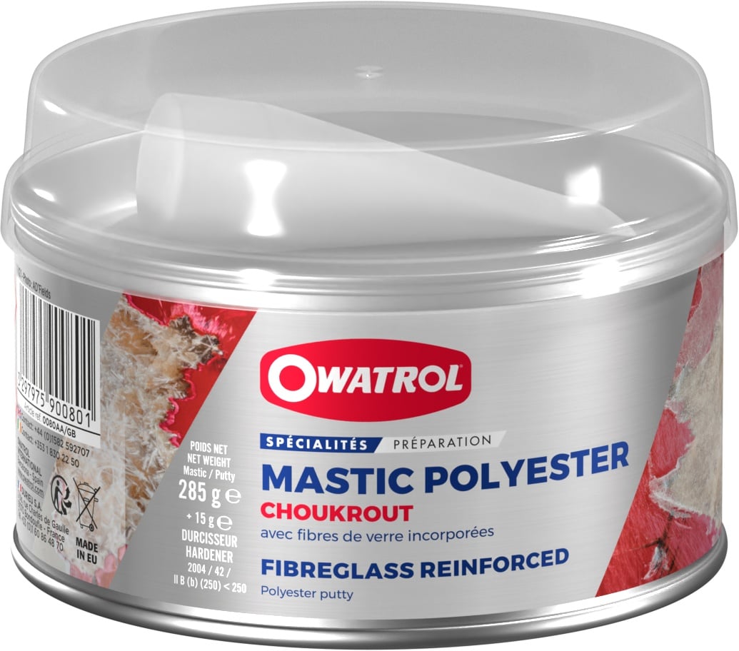 Mastic polyester armé, soudure à froid avec fibre de verre incorporée ...
