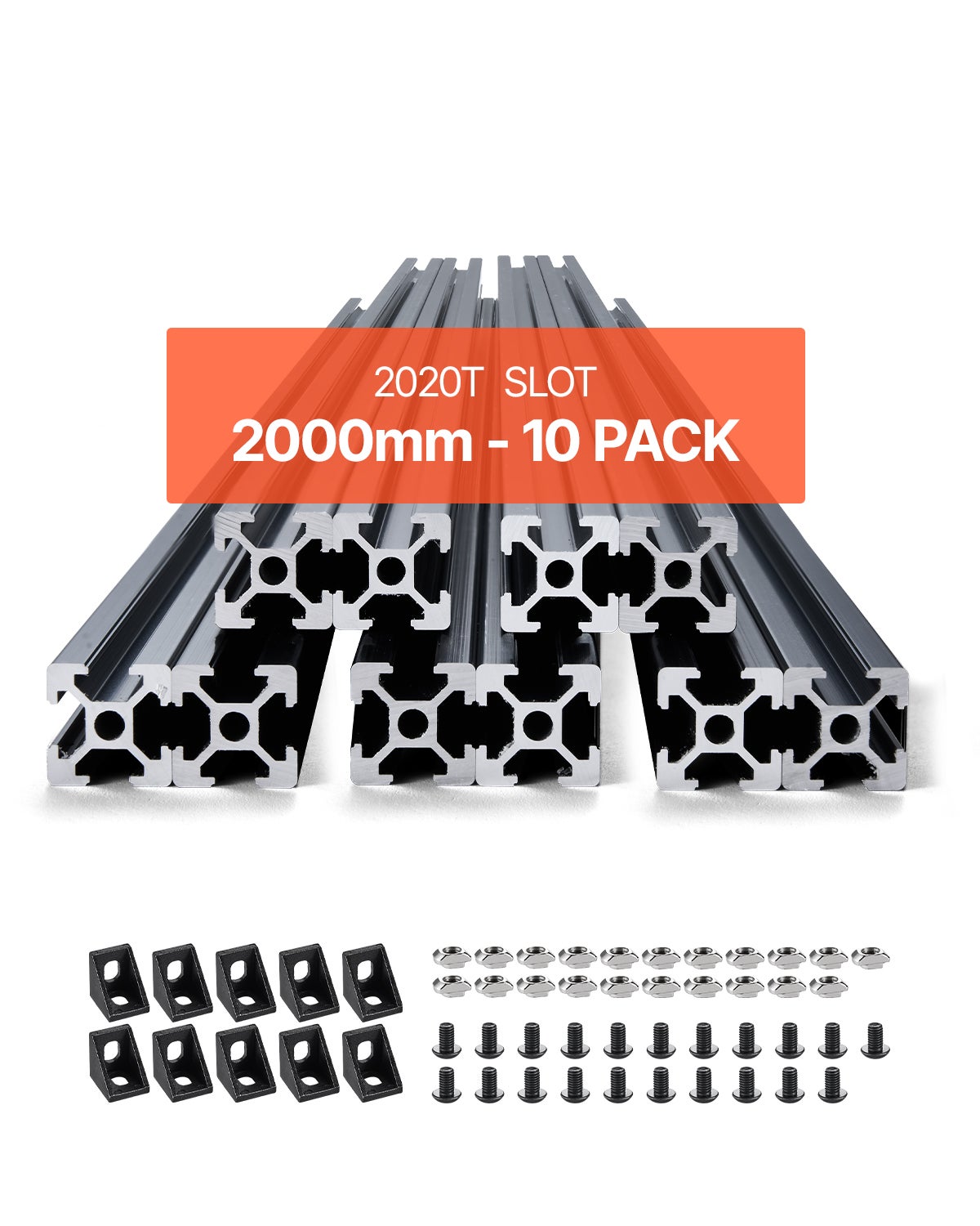 VEVOR Profilés Aluminium 2020, Lot de 10, Rail Linéaire Anodisé 2000 mm ...