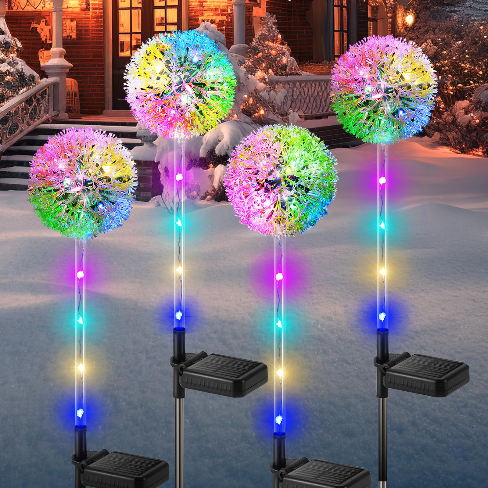 Lampe Solaire Exterieur, 4 Pièces Upgraded Lumiere Solaire Pissenlit ...