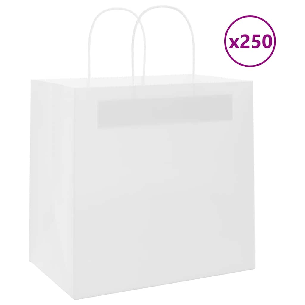Sacs en papier kraft 50 pcs，Sacs kraft avec poignées blanc 26x17x25 cm ...
