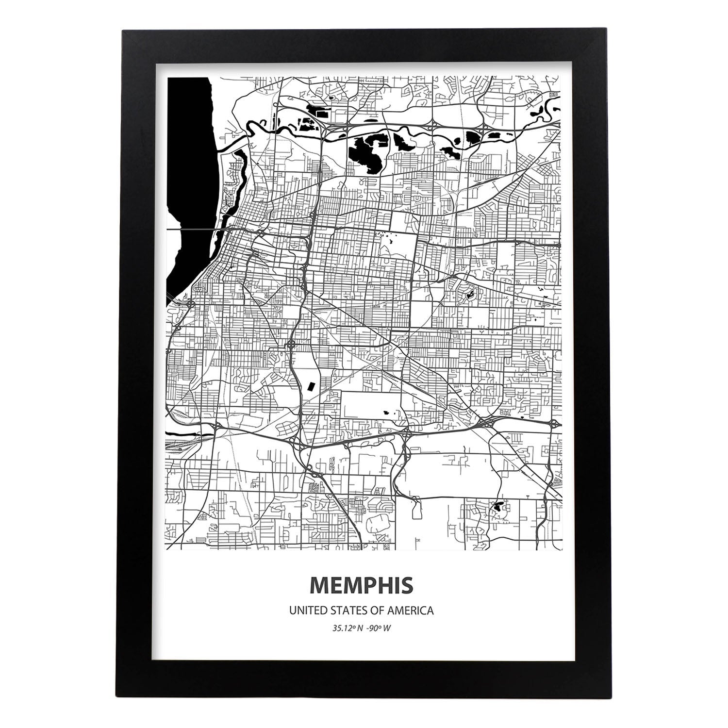 Affiche De Memphis Map - Usa. Fiches Des Villes Des États-unis Avec Des ...