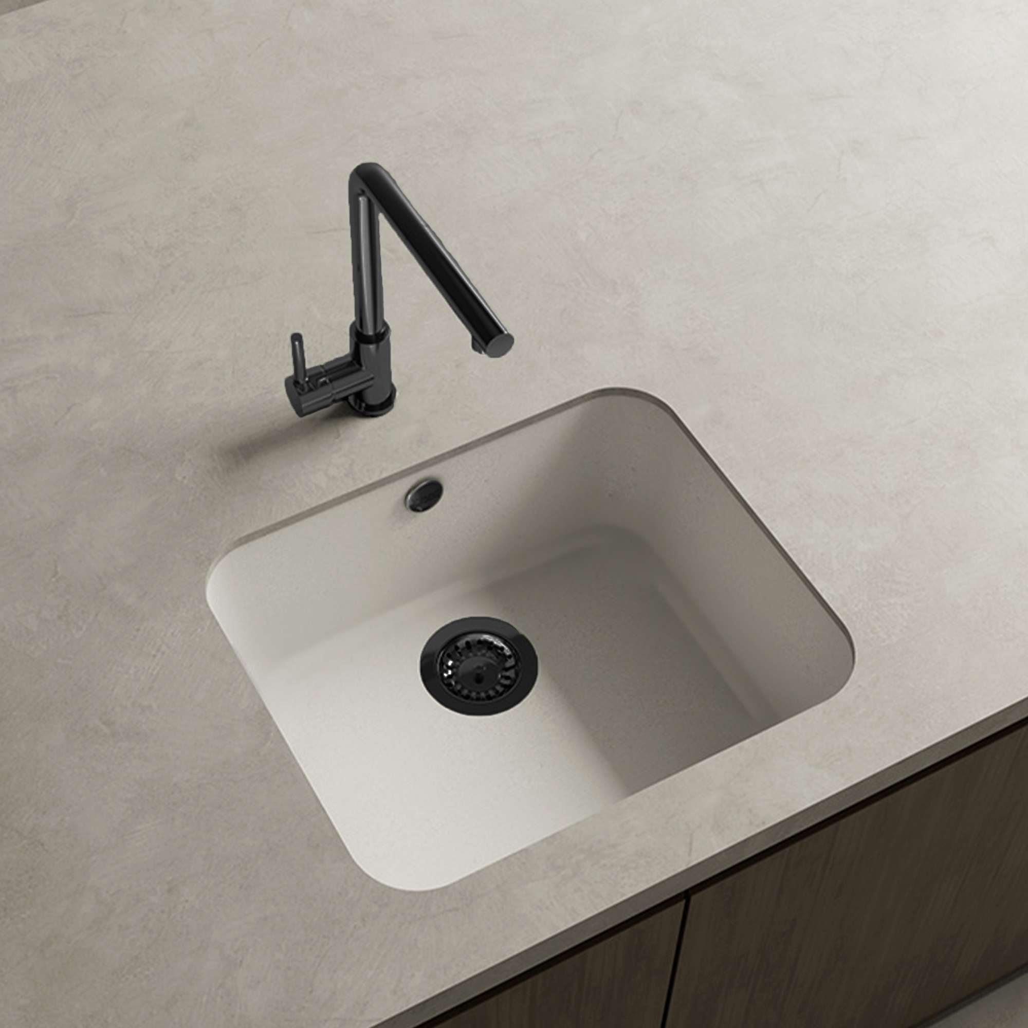 Cuve sous plan POALGI, GANDIA 194, Granit, Blanc Snow, 54 cm, 1 bac ...